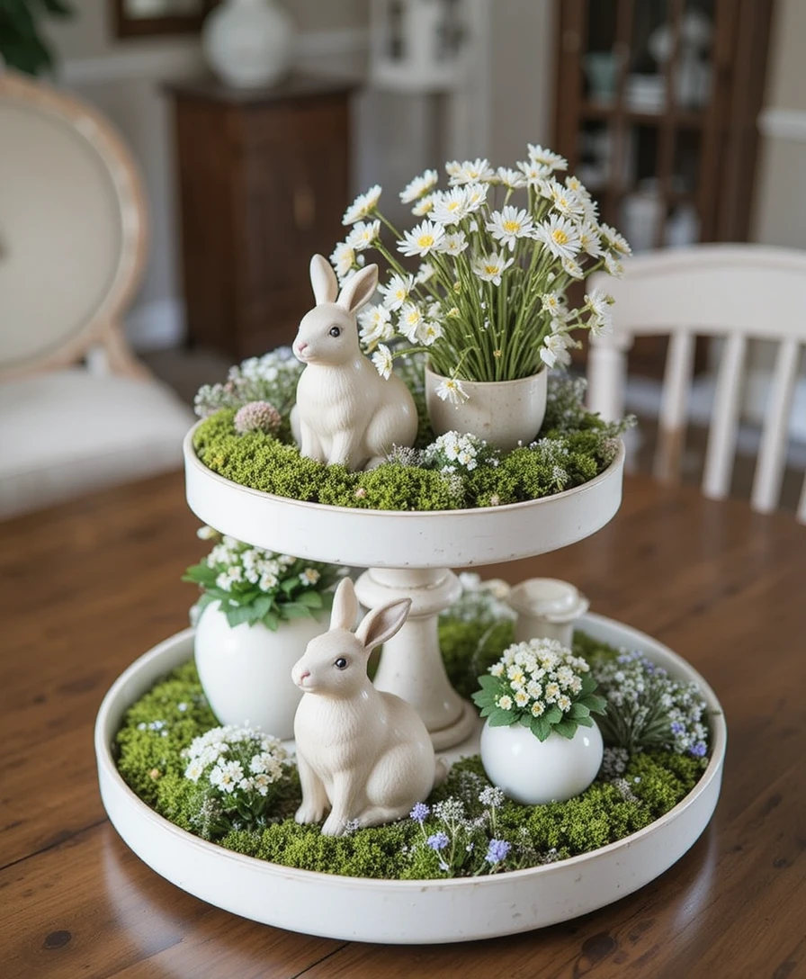 18 Spring Tiered Tray Decor Ideas That Make Your Kitchen Bloom